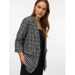 V&eacute;ro Moda Longblazer VERO MODA "VMFRIDA LS REGULAR BLAZER NOOS", Damen, Gr. 36, gr&uuml;n (schwarz detail:melange boucle), Web, Obermaterial: 63% Polyester, 36% Viskose, 1% Elasthan, meliert, regular fit Po-bedeckend, gerader Abschluss, Blazer Longblazer, ohne Verschluss und mit gerafften 3/4 Arm