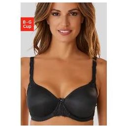 Minimizer-BH Lascana, Damen, Gr. 90, Cup B, schwarz, Microtouch, Obermaterial: 83% Polyamid, 12% Elasthan, 5% Polyester, BHs Minimizer-BH, mit B&uuml;gel, mit h&uuml;bscher Stickerei an den Tr&auml;gern
