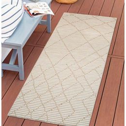 Outdoorteppich Carpet City "PALM3526", beige (creme), B:80cm H:5mm L:150cm, Polypropylen, Teppiche, Outdoorteppich, Wetterfest & UV-best&auml;ndig, f&uuml;r Balkon, Terrasse, K&uuml;che, flach gewebt