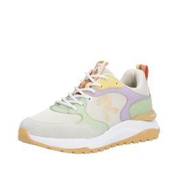 Keilsneaker RIEKER SPORT, Damen, Gr. 39, creme, pastell, Synthetik, Textil, Veloursleder, mehrfarbig, Schuhe Keilsneaker, Schn&uuml;rschuh, Freizeitsneaker, Halbschuh mit gepolstertem Schaftrand