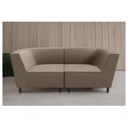 2-Sitzer DOMO collection "Sonna, individuell zusammenstellbar", braun, B:206cm H:77cm T:103cm, 100% Olefin, Sofas, Gartenlounge-Set oder Einzelelemente, Outdoor