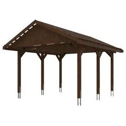 Skan Holz Einzelcarport SKANHOLZ "Wallgau", braun (nussbaum), B/H/T: 430cm x 215cm x 500cm, Carports, mit Dachlattung