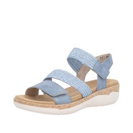 Keilsandalette Remonte, Damen, Gr. 40, hellblau, Bast, Lederimitat, unifarben, Schuhe Keilsandalette, Riemchensandale, Bequemschuh, Sommerschuh mit Soft-Fu&szlig;bett