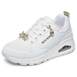 Sneaker Skechers "UNO GEN1-TRENDY JEWELS", M&auml;dchen, Gr. 36, wei&szlig;, goldfarben, Lederimitat, Schuhe Sneaker, Plateausneaker, Gr&ouml;&szlig;enschablone zum Download