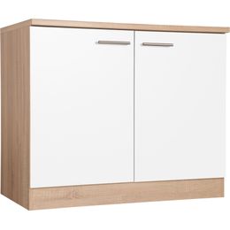 Sp&uuml;lenschrank respekta "Merle", wei&szlig;, B:100cm H:84,8cm T:60cm, Schr&auml;nke, Sp&uuml;lenschrank, Breite 100 cm, Soft-Close, Griffe aus Metall, 85 cm Arbeitsh&ouml;he