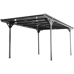 Einzelcarport WESTMANN "Flachdach", grau (anthrazit), B/H/T: 305cm x 217cm x 503cm, Carports, Einzelcarport, aus Aluminium, anthrazit