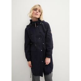 Langjacke bonprix, Damen, Gr. 46, schwarz, Web, Obermaterial: 97% Baumwolle, 3% Elasthan. Futter: 100% Polyester, unifarben, regular fit ca. Mitte Oberschenkel, mit Gummizug, Jacken Langjacke, in Trench-Optik, mit Kapuze und vielen tollen Details