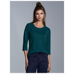 T-Shirt TRIGEMA "TRIGEMA Langarmshirs aus Biobaumwolle", Damen, Gr. S, saphir, Single Jersey, 100% Baumwolle (Bio-Baumwolle kbA), Basic, lang, ohne Ausschnitt, Shirts T-Shirt