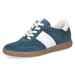 Plateausneaker Caprice, Damen, Gr. 42, blau, wei&szlig;, Leder, Veloursleder, Schuhe Plateausneaker, Freizeitschuh, Halbschuh, Schn&uuml;rschuh mit Kontrastbesatz