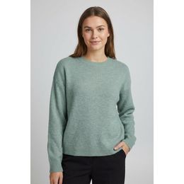 Strickpullover Vila "VILIGA L/S O-NECK KNIT TOP - NOOS", Damen, Gr. L, blau surf detail:melange, Strick, Obermaterial: 97% Polyester, 3% Elasthan, meliert, relaxed fit normal, Rundhals, Rippb&uuml;ndchen, Pullover Strickpullover, Materialmix, relaxed fit
