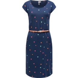 Shirtkleid Ragwear "Sommerkleid Lilithe Hearts YOUMODO", Damen, Gr. L, N-Gr, blau (night blau), Obermaterial: 50% Baumwolle CO. 50% Modal CMD., Kleider Shirtkleid