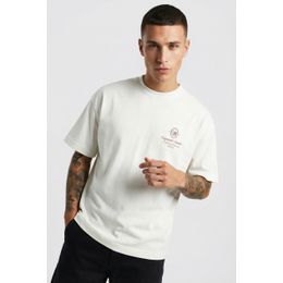 Jack & Jones T-Shirt JACK & JONES "JORNIAGARA MINIMAL TEE SS CREW NECK", Herren, Gr. XS, cloud dancer, Jersey, Obermaterial: 100% Baumwolle, bedruckt, relaxed fit normal, Rundhals, Shirts T-Shirt