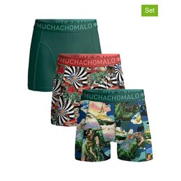 MUCHACHOMALO 3er-Set: Boxershorts in Gr&uuml;n/ Koralle - 54% | Gr&ouml;&szlig;e M | Herren-waesche