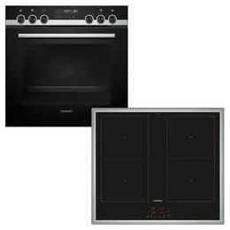 Siemens Flex-Induktions-Herd-Set "PQ521DB2ZM", Energieeffizienz: A+ (A+++-D), grau (edelstahl), Herdsets, Backwagen mit ausziehbarer T&uuml;r f&uuml;r bequemes Kochen & Backen, Topseller