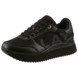 Plateausneaker Replay, Damen, Gr. 41, schwarz, Lederimitat, Textil, unifarben, Schuhe Plateausneaker, Trend-Sneaker, Freizeitschuh, Halbschuh mit Logoschriftzug seitlich