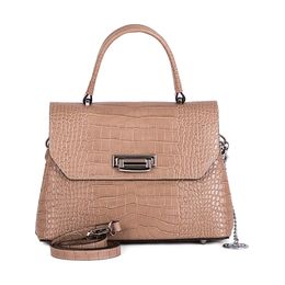 Mia Tomazzi Leder-Henkeltasche "Tintoretto" in Taupe - (B)28 x (H)20 x (T)12 cm - 80% | Damen-taschen