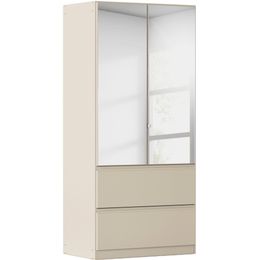 Dreht&uuml;renschrank Rauch "Kleiderschrank Schrank Garderobe COSTA in den Breiten 91/136/181 cm", beige (champagner), eingriffe beige (champagner), B:91cm H:197cm T:54cm, Holzwerkstoff, Schr&auml;nke, Dreht&uuml;renschrank, mit Spiegel, grifflose Front und Push-to-Open Funktion MADE IN GERMANY