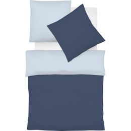 Wendebettw&auml;sche Fleuresse "Provence W", blau (navy, blau), B/L: 135cm x 200cm, 1 Stk., 1 Stk., Halbleinen, B/L: 80cm x 80cm, 2 Stk., Halbleinen, Obermaterial: 50% Baumwolle, 50% Leinen, Bettw&auml;sche, Wendebettw&auml;sche