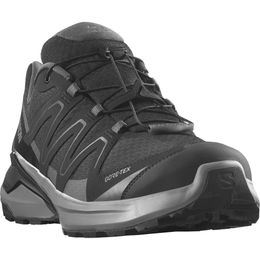 Trailrunningschuh Salomon "EXAMOTION GORE-TEX", Damen, Gr. 45, schwarz, pewter, asphalt, Synthetik, Textil, Schuhe Trailrunningschuh, wasserdicht