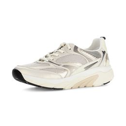 Keilsneaker ROLLINGSOFT, Damen, Gr. 35, goldfarben kombiniert, Kalbsleder, Lackleder, Textil, Schuhe Keilsneaker, Freizeitschuh, Halbschuh, Schn&uuml;rschuh mit rollingsoft-Laufsohle