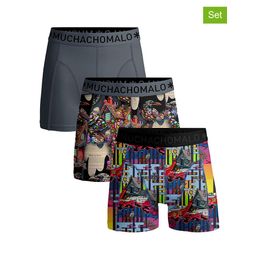 MUCHACHOMALO 3er-Set: Boxershorts in Anthrazit/ Bunt - 54% | Gr&ouml;&szlig;e L | Herren-waesche
