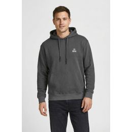 Jack & Jones Kapuzensweatshirt JACK & JONES "JCOFLARE BACK PHOTO PRINT SWEAT HOOD", Herren, Gr. L, pavement, angeraute Sweatware, Obermaterial: 100% Baumwolle, unifarben, relaxed fit, Rippb&uuml;ndchen, Sweatshirts Kapuzensweatshirt
