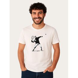 WOOOP Shirt "Banksy Tennis" in Wei&szlig; - 54% | Gr&ouml;&szlig;e XL | Herren-plussize