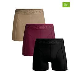 MUCHACHOMALO 3er-Set: Boxershorts in Beige/ Bordeaux/ Schwarz - 54% | Gr&ouml;&szlig;e M | Herren-waesche