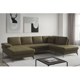 Sit & More Wohnlandschaft SIT & MORE "Morris Jubi, Breite 300 cm", olive, Sofas, B/H/T: 300cm x 83cm x 202cm, NaturLEDER, Ottomane rechts, Mit Armteilverstellung,mit Armteilverstellung, Wohnlandschaft, mit Armteilfunktion, optional mit Bettfunktion, B:300cm H:83cm T:202cm