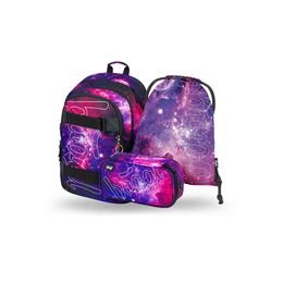BAAGL 3tlg. Schulranzen-Set "Galaxy" in Lila/ Pink/ Blau - 26% | Buero-schulbedarf