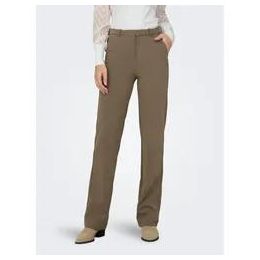 Anzughose Only "ONLRAFFY &ndash; Hose mit geradem Bein und Stretchkomfort", Damen, Gr. S (36), L&auml;nge 32, beige (fossil), Web, Obermaterial: 95% Polyester, 5% Elasthan, unifarben, gerade lang, Hosen Anzughose, Materialmix