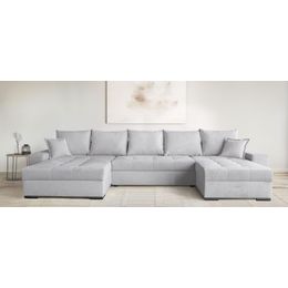 Wohnlandschaft OTTO HOME "Home System U-Form, von B: 269-352 cm w&auml;hlbar, 6 Varianten zur Auswahl", hellgrau, H:41cm T:161cm, 100%Polyester, Sofas, Wohnlandschaft, mit Bettfunktion, Bettkasten & Zierkissen, Federkern