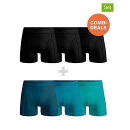 MUCHACHOMALO 6er-Set: Boxershorts in Schwarz/ T&uuml;rkis - 59% | Gr&ouml;&szlig;e L | Herren-waesche