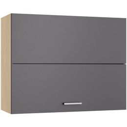 Faltlifth&auml;ngeschrank KOCHSTATION "KS-Lucy", anthrazit, eiche hell, B:90cm H:70,4cm T:34,6cm, Schr&auml;nke, Faltlifth&auml;ngeschrank, Breite 90 cm, H&ouml;he 70,4 cm, mit 1 Faltliftt&uuml;r, 2 Einlegeb&ouml;den