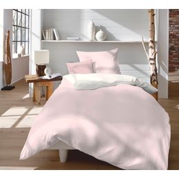 Wendebettw&auml;sche Fleuresse "Provence W", rosa (pink, creme), B/L: 155cm x 220cm, 1 Stk., 1 Stk., Halbleinen, B/L: 80cm x 80cm, 2 Stk., Halbleinen, Obermaterial: 50% Baumwolle, 50% Leinen, Bettw&auml;sche, Wendebettw&auml;sche