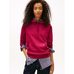 Kapuzensweatshirt Tommy Jeans "TJW REG S FLAG HOODIE", Damen, Gr. XS (34), lavish cerise, Sweatware, Obermaterial: 80% Baumwolle, 20% Polyester, unifarben, regular fit normal, Rundhals, Rippb&uuml;ndchen, Sweatshirts Kapuzensweatshirt, mit Logo-Flag, Regular Fit