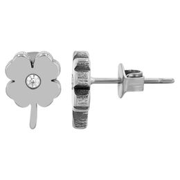 Adelia&acute;s Paar Ohrstecker ADELIA&acute;S "Damen Ohrringe &iquest; Ohrstecker Kleeblatt aus Titan mit Strass Steinchen", wei&szlig;, Ohrringe, Damen, Paar Ohrstecker
