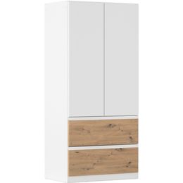 Dreht&uuml;renschrank Rauch "Kleiderschrank Schrank Garderobe COSTA in den Breiten 91/136/181 cm", alpinwei&szlig;, eiche artisan, eingriffe alpinwei&szlig;, B:91cm H:197cm T:54cm, Holzwerkstoff, Schr&auml;nke, Dreht&uuml;renschrank, viel Platz, grifflose Front und Push-to-Open Funktion MADE IN GERMANY