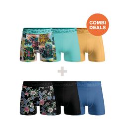 MUCHACHOMALO 6er-Set: Boxershorts in T&uuml;rkis/ Geelb/ Schwarz - 59% | Gr&ouml;&szlig;e L | Herren-waesche