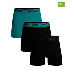 MUCHACHOMALO 3er-Set: Boxershorts in Schwarz/ T&uuml;rkis - 56% | Gr&ouml;&szlig;e L | Herren-waesche