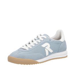 Sneaker RIEKER SPORT, Damen, Gr. 44, hellblau, sanftes wei&szlig;, Textil, Veloursleder, unifarben mit Farbeinsatz, Schuhe Sneaker, Sportschuh, Schn&uuml;rschuh, Halbschuh mit gepolstertem Schaftrand