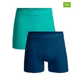 MUCHACHOMALO 2er-Set: Boxershorts in Dunkelblau/ T&uuml;rkis - 60% | Gr&ouml;&szlig;e M | Herren-waesche