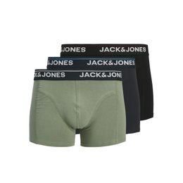 Jack & Jones Trunk JACK & JONES "JACTIMOTHY SOLID TRUNKS 3 PACK", Herren, Gr. XL, 3 Stk., schwarz navy pack:sea spray, schwarz, Jersey, Obermaterial: 95% Baumwolle, 5% Elasthan, meliert, Unterhosen Trunk