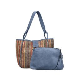 Shopper Rieker, Damen, Gr. B/H/T: 27cm x 28cm x 10cm, multi, blau, Lederimitat, Textil, Taschen Shopper, Set 2tlg, mit herausnehmbarer Innentasche, Umh&auml;ngetasche