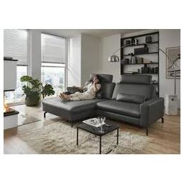 Ecksofa DIE PLANBAR "PN-EM20028 L-Form mit Kopfst&uuml;tzen", grau (anthrazit), B:248cm H:114cm T:179cm, Sofas, Ecksofa, wahlweise mit motorischem Canape