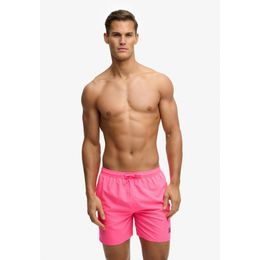 Badeshorts Superdry "ESSENTIAL 16 SWIM SHORT", Gr. XXL, N-Gr, fluro pink, Web, Polyester, unifarben, Badehosen Badeshorts, Kunstfaser, relaxed fit