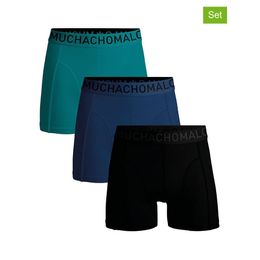 MUCHACHOMALO 3er-Set: Boxershorts in Schwarz/ Dunkelblau/ T&uuml;rkis - 56% | Gr&ouml;&szlig;e M | Herren-waesche