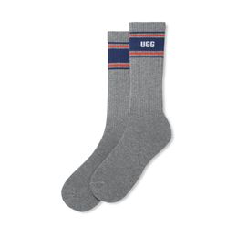 UGG Australia Socken UGG "JOSIAS VARSITY CREW", Damen, grau, Materialmix, mehrfarbig, Socken Socken, Str&uuml;mpfe mit UGG-Markenlogo am B&uuml;ndchen