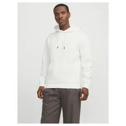 Jack & Jones Kapuzensweatshirt JACK & JONES "JJEBRADLEY SWEAT HOOD NOOS", Herren, Gr. S, wei&szlig; (cloud dancer), angeraute Sweatware, Obermaterial: 61% Polyester, 39% Baumwolle, unifarben, relaxed fit normal, ohne Ausschnitt, Rippb&uuml;ndchen, Sweatshirts, Materialmix, relaxed fit