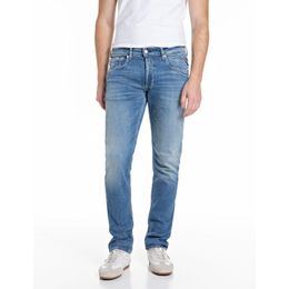 Straight-Jeans Replay "GROVER", Damen, Gr. 30, L&auml;nge 32, medium blau 104, Denim/Jeans, Obermaterial: 99% Baumwolle, 1% Elasthan, straight fit lang, Jeans Straight-Jeans, in vielen verschiedenen Waschungen, mit Stretch